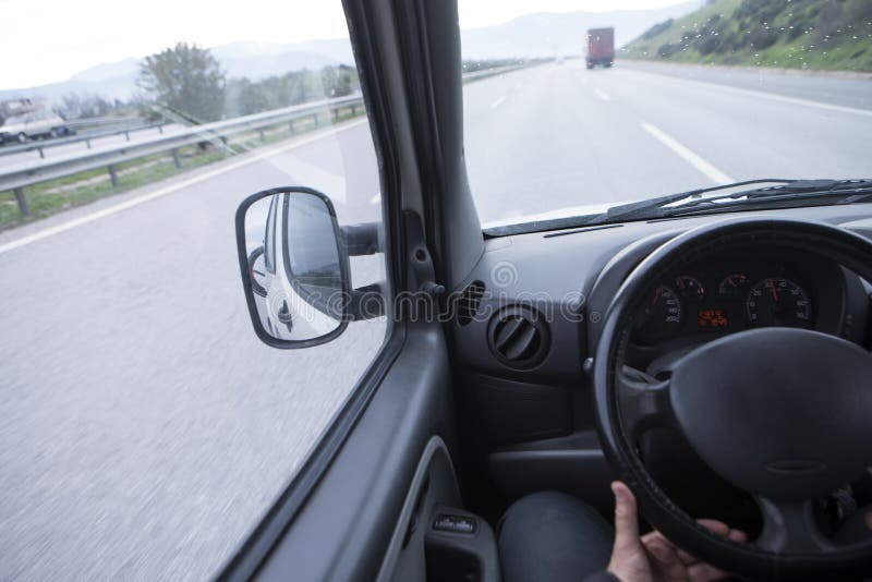 Van Driver in cabin stock photo. Image of transport - 106762542