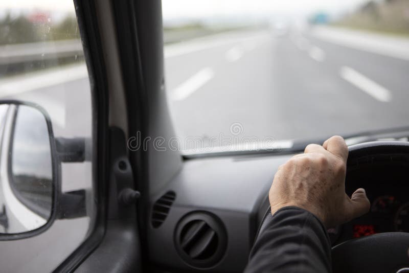 Van driver on the highway stock image. Image of driver - 176488115