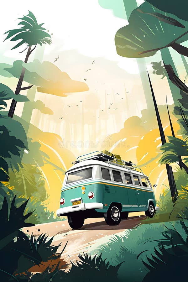Cartoon Van Driving Sunset Stock Illustrations – 107 Cartoon Van ...