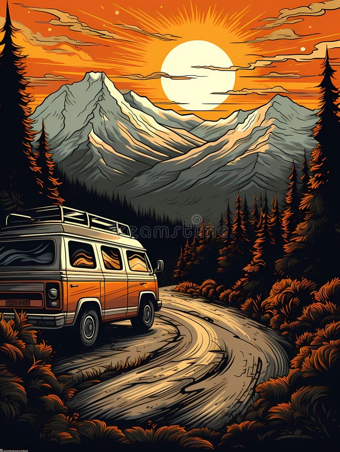 Cartoon Van Driving Sunset Stock Illustrations – 121 Cartoon Van ...