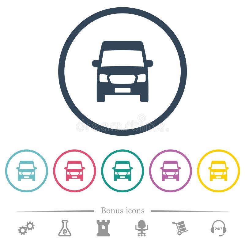 Van Front View Flat Color Icons in Round Outlines Stock Vector ...