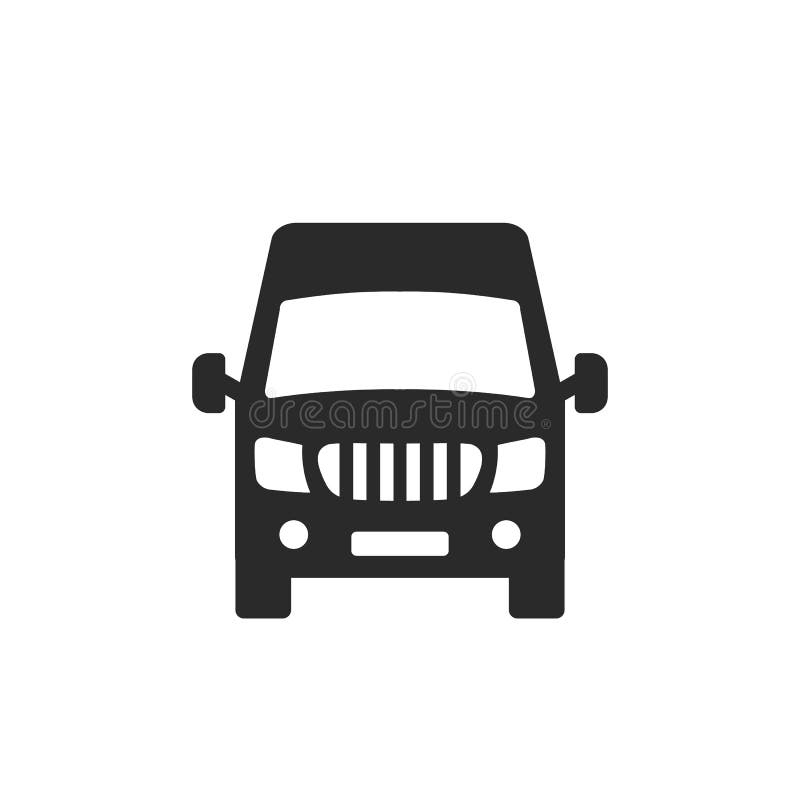 Van Front View Icon Set Isolated on White Background. Stock Vector ...