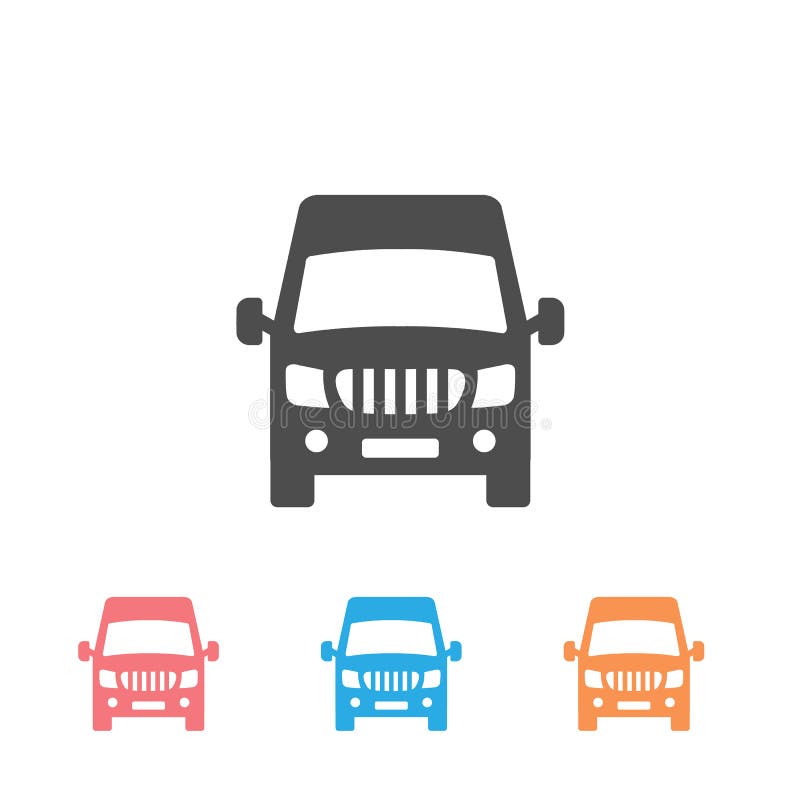 Van Front View Icon Set Isolated on White Background. Stock Vector ...