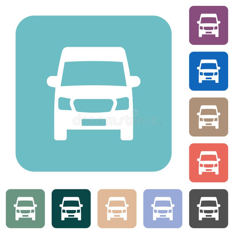 Van Front View Rounded Square Flat Icons Stock Vector - Illustration of ...