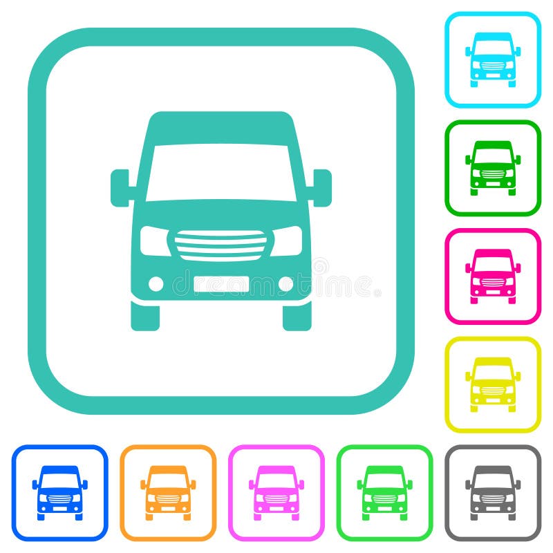Van Front View Vivid Colored Flat Icons Stock Vector - Illustration of ...