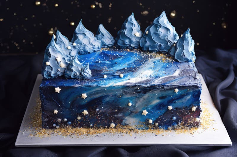 Van Goghs Starry Night Painted with Sprinkles on a Blue Icing Cake ...