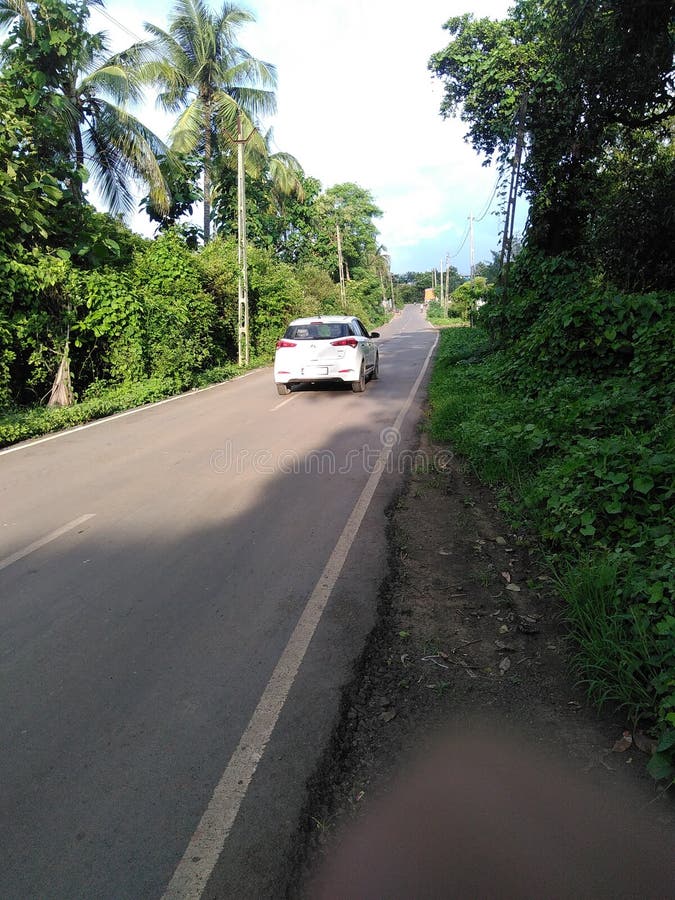 Van Going through Village Path at Evening Stock Image - Image of ...