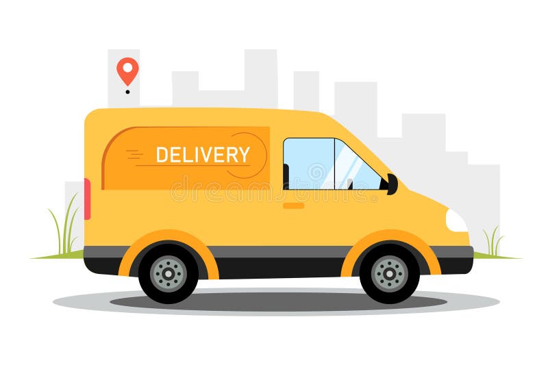 Van with Goods Going To the Address. Delivery Service Concept ...