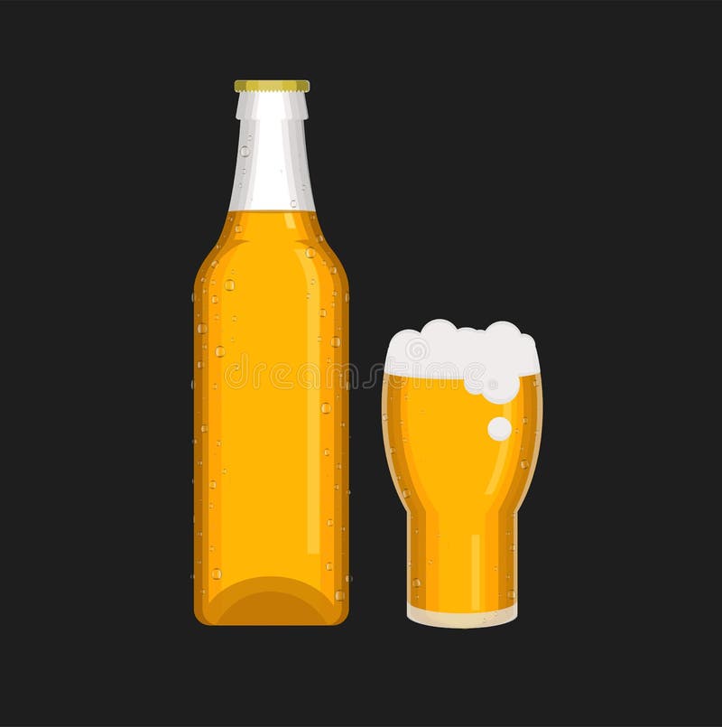 Bierfles En Glasbeeldverhaal Vector Illustratie - Illustration of ...