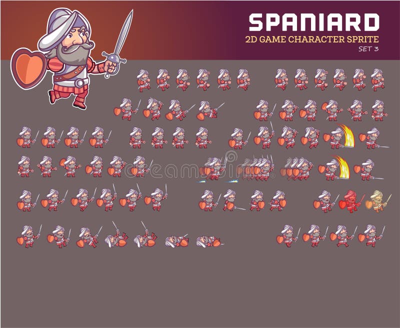 Van Het Het Spelkarakter Van Spanjaard De Animatie Sprite Vector ...