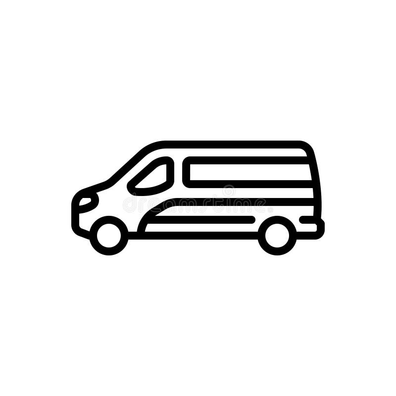 Black Line Icon for Van, Camper and Transportation Stock Vector ...