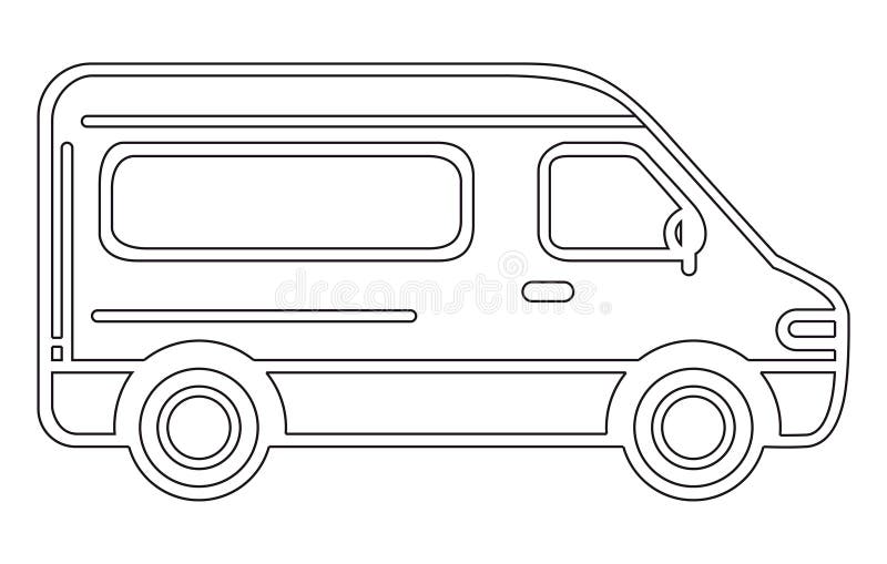 Van Isolated Outline.Van with Side View,Van Vector Flat Style ...