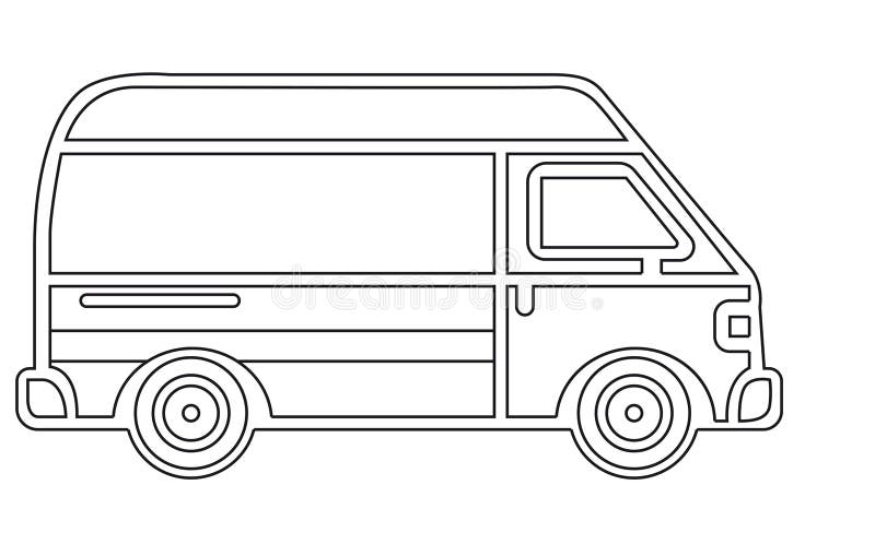 Van Isolated Outline.Van with Side View,Van Vector Flat Style ...