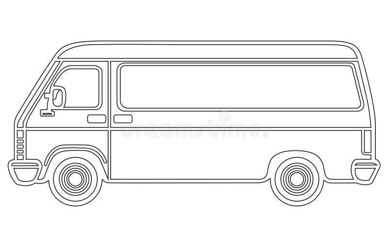 Van Isolated Outline.Van with Side View,Van Vector Flat Style ...