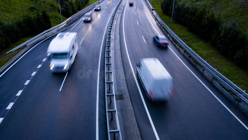 Lights of Moving Cars at Night. Long Exposure Stock Image - Image of ...