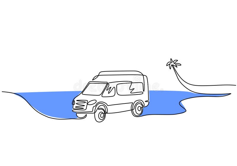 Van One Line Drawing. Continuous Outline Design of Vehicle Minivan in ...