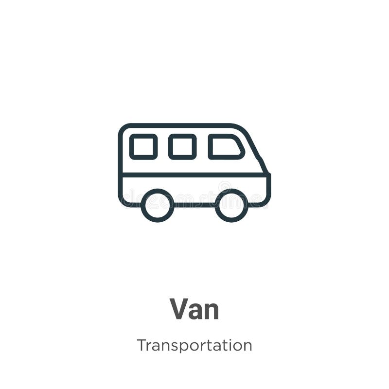 Van Outline Vector Icon. Thin Line Black Van Icon, Flat Vector Simple ...