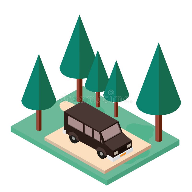 Van Parking and Trees Scene Isometric Icon Stock Vector - Illustration ... Van Parking and Trees Scene Isometric Icon Stock Vector - Illustration ...
