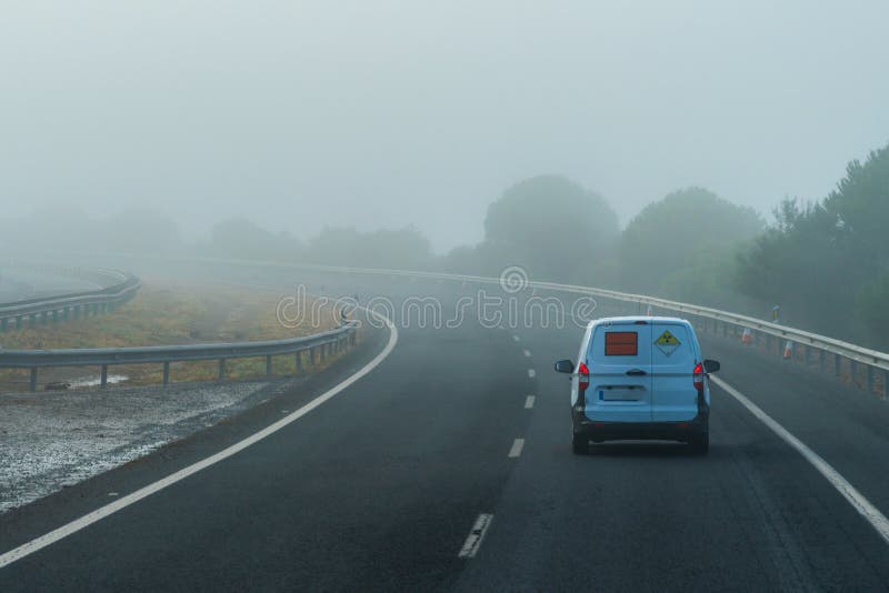 Van with Radioactivity Hazard Plates, Class 7 of the ADR Code, Driving ...