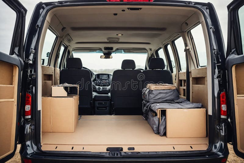 The Van with the Rear Hatch Open, Showing the Cargo Space and Interior ...