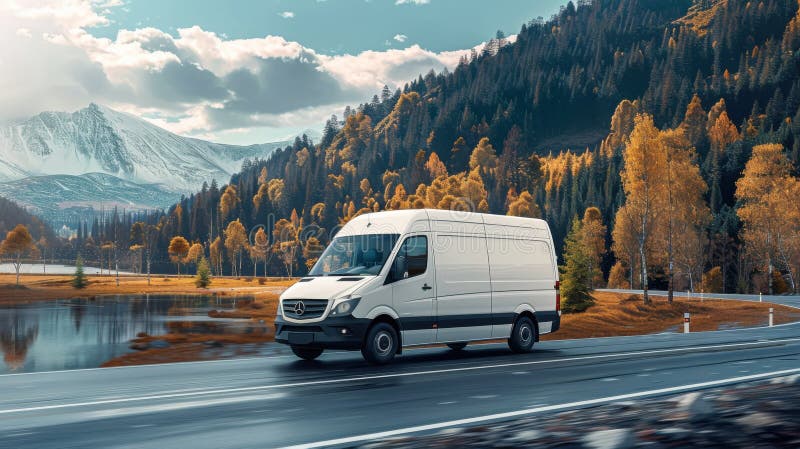 Van on Road Logistic Concept Stock Illustration - Illustration of auto ...