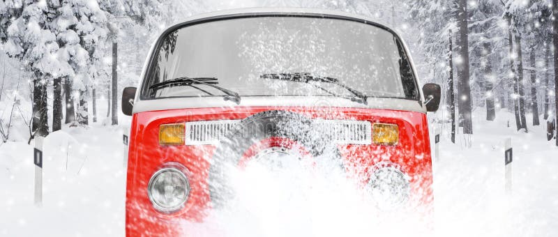 Van on snowy Road stock photo. Image of slipping, snowy - 144270822