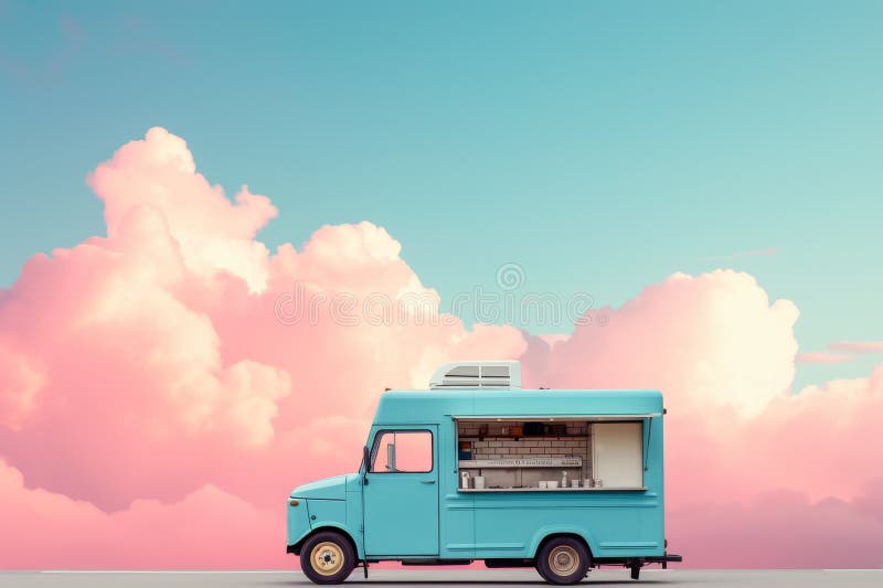A Van with Street Food. a Food Truck Stock Image - Image of food ...