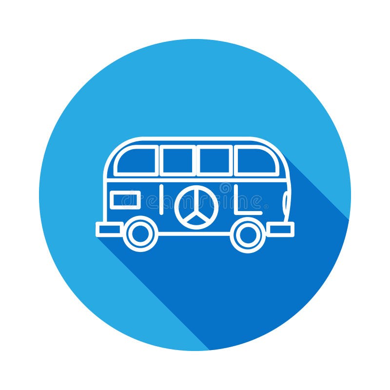 Van Style Hippie Icon with Long Shadow. Stock Illustration ...