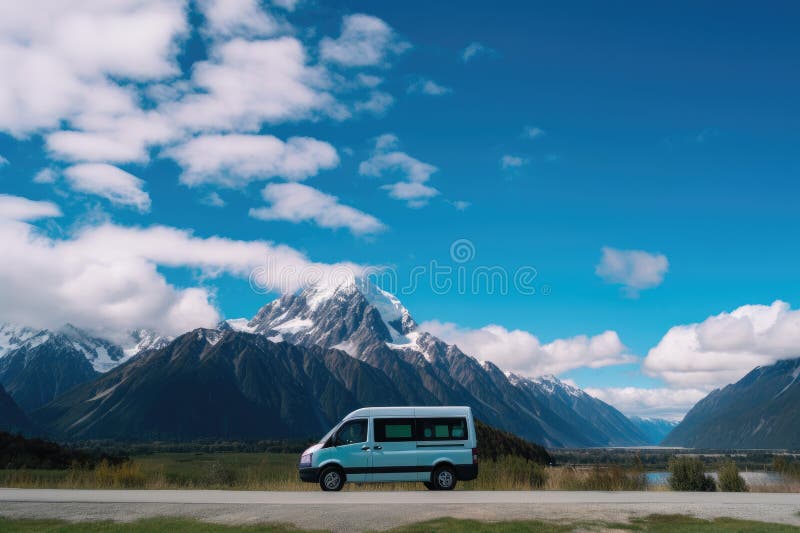 Van, Surrounded by Majestic Mountains and Azure Skies Stock ...