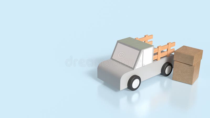 The Van Truck and Box for Transport Concept 3d Rendering Stock ...