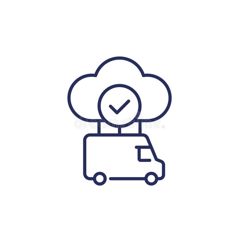 Van or Truck Connected To a Cloud Line Icon Stock Vector - Illustration ...