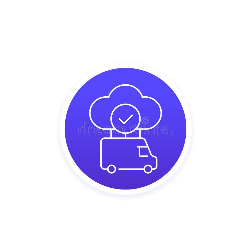 Van or Truck Connected To a Cloud Line Vector Icon Stock Vector ...