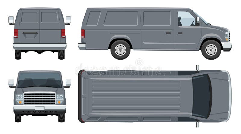 Van Vector Template Side, Front, Back Top View Stock Vector ...