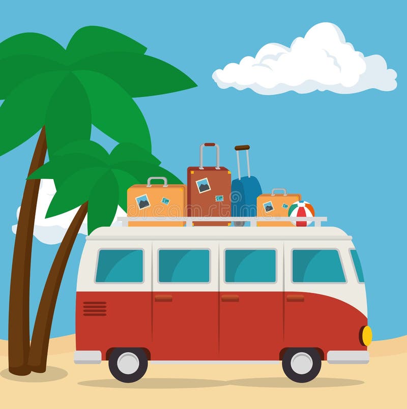 Van vehicle tourism icon stock illustration. Illustration of trailer ...