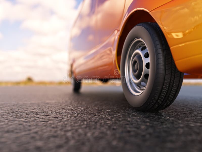 Van Wheel Close-up 3d Illustration Stock Illustration - Illustration of ...