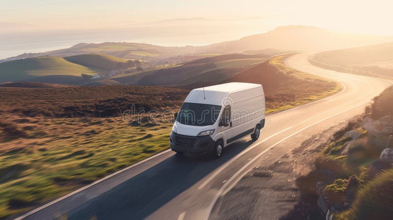 The Van on Winding Road. AI Generated Stock Image - Image of highway ...