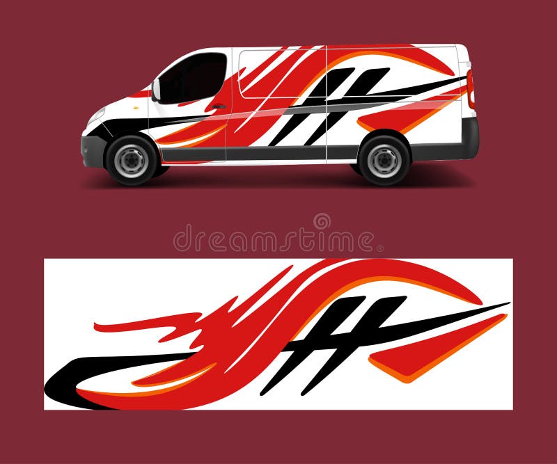 Van Wrap Design Template Vector with Wave Shapes, Decal, Wrap, and ...