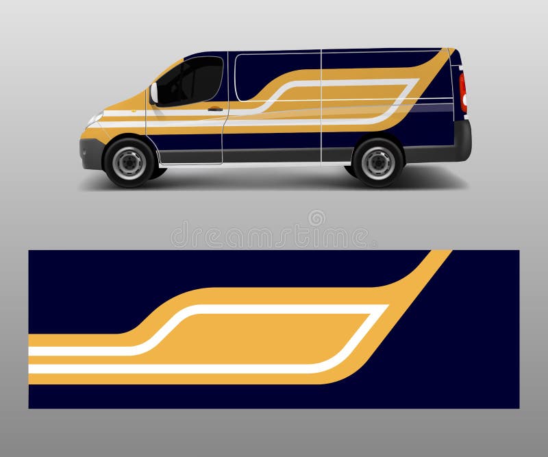 Van Wrap Design Template Vector with Wave Shapes, Decal, Wrap, and ...