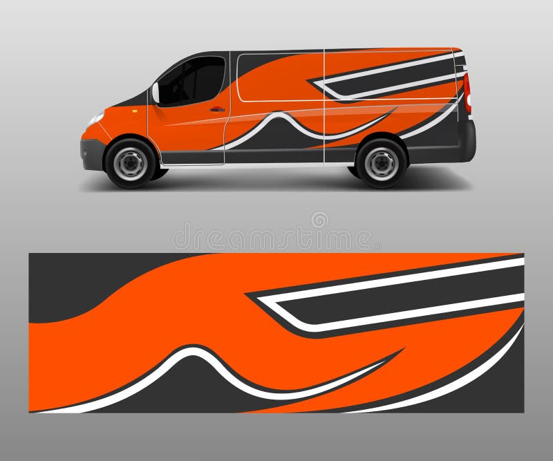 Van Wrap Design Template Vector with Wave Shapes, Decal, Wrap, and ...