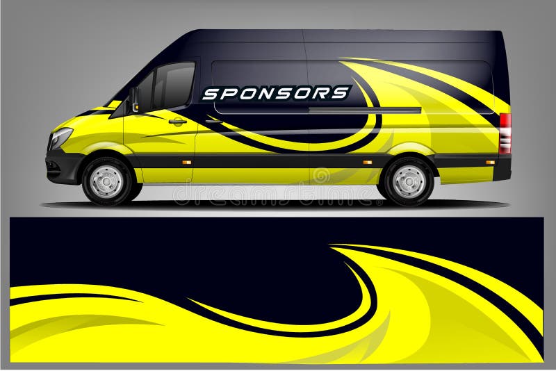 Van Wrap Livery Design. Ready Print Wrap Design Stock Illustration ...