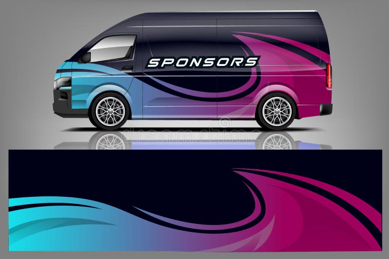 Van Wrap Livery Design. Ready Print Wrap Design Stock Illustration ...