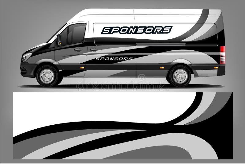 Van Wrap Livery Design. Ready Print Wrap Design Stock Illustration ...