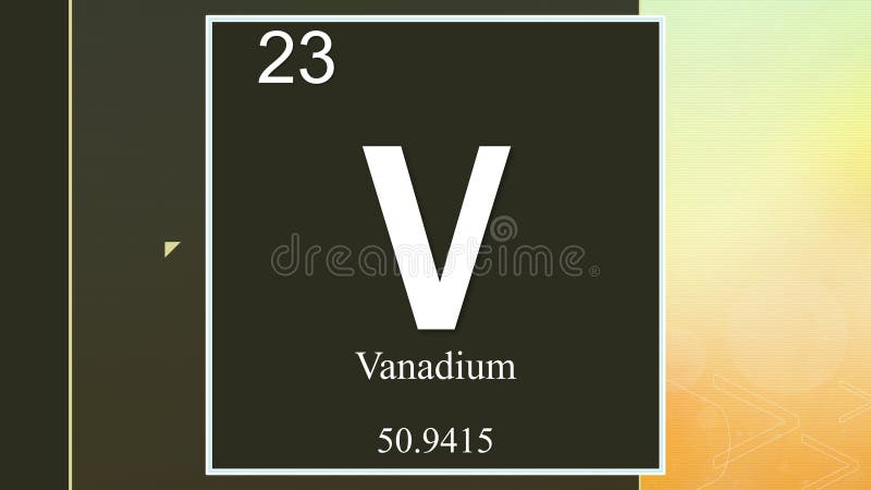 Vanadium Chemical Element Symbol on Black Yellow Solid and Gradient ...