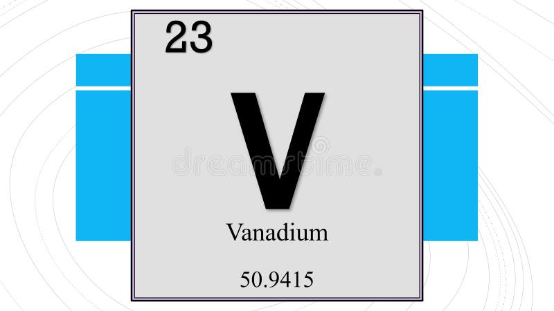 Vanadium Chemical Element Symbol on Square Blue Background Stock Illustration - Illustration of ...