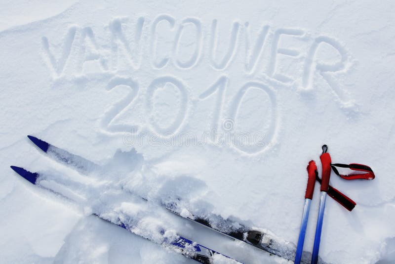 Vancouver 2010 ski stock image. Image of written, vancouver - 12752893