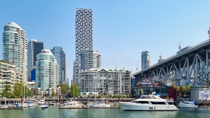 Vancouver, Canada. View of Vancouver Skyscrapers from the River Water ...