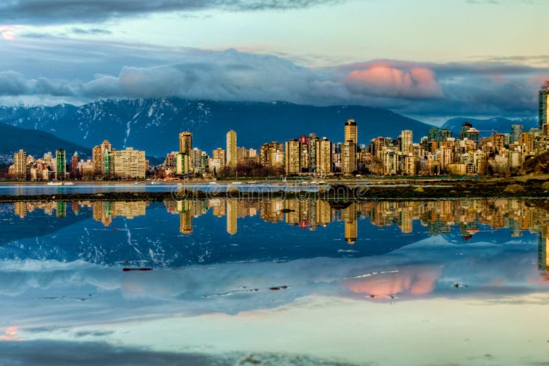 Sunset Skyline of Vancouver Downtown from Stanley Park Stock Photo ...