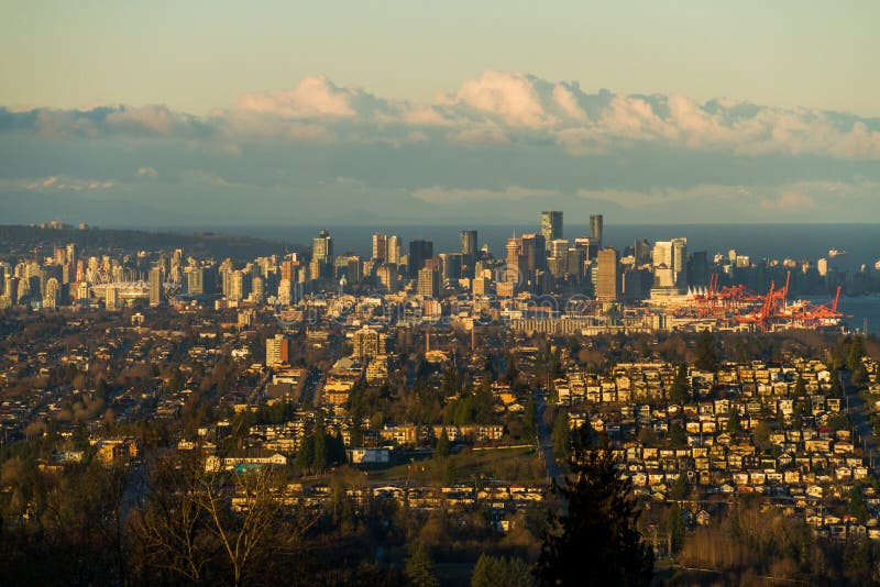 Vancouver Downtown in Morning Light from Sunrise Stock Photo - Image of ...