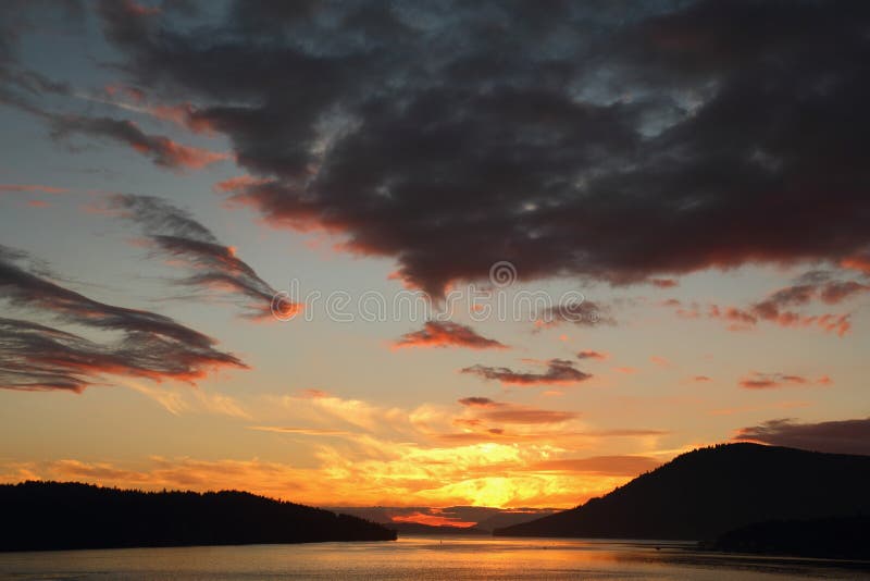 Vancouver Island, Gulf Islands, BC Sunset Stock Image - Image of edge ...