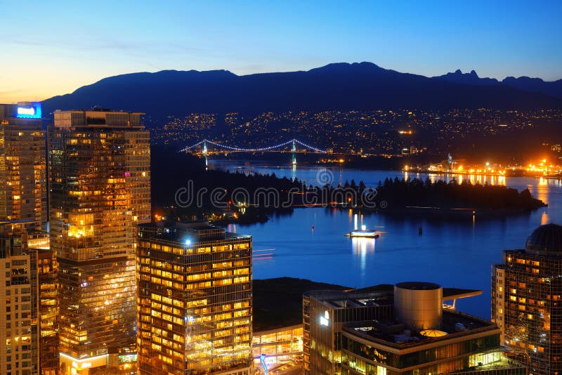 Vancouver rooftop view stock image. Image of travel, night - 67190983